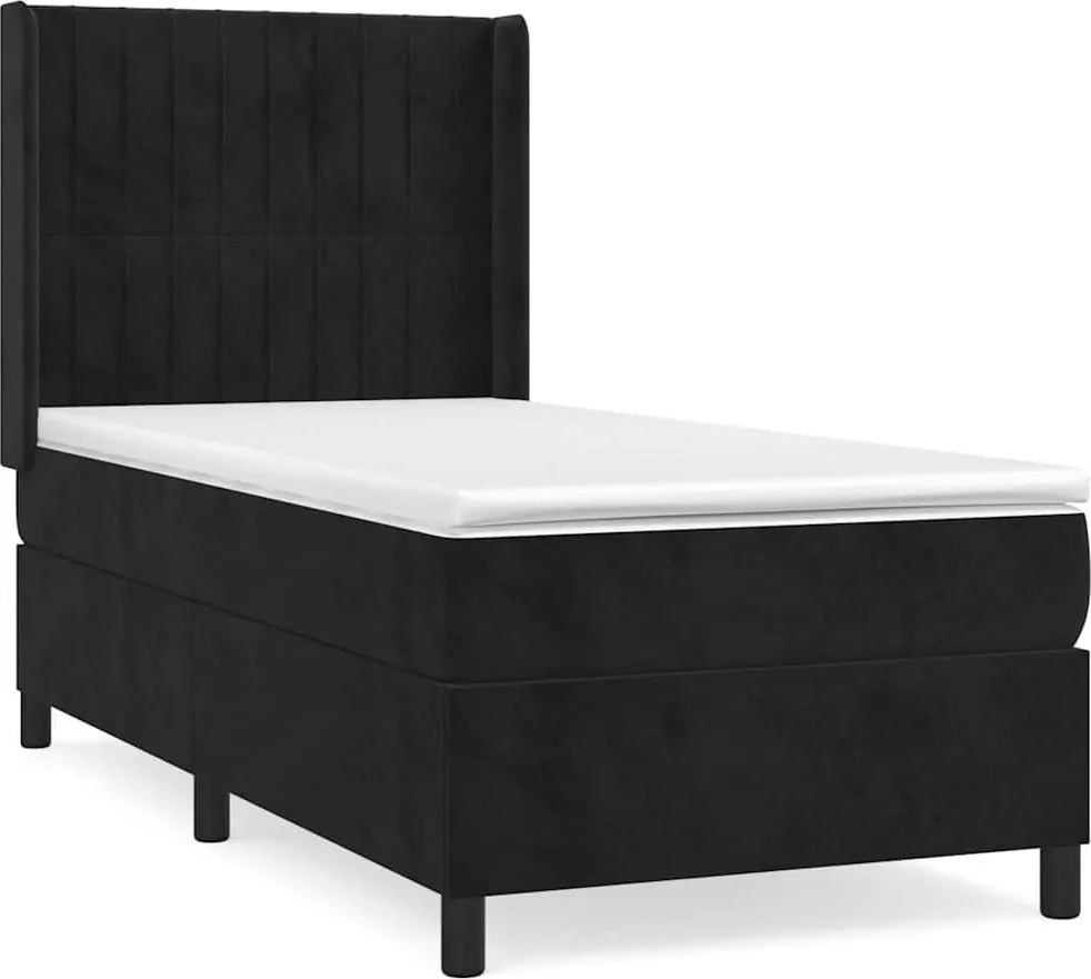 Box spring postel s matrací černá 80 x 200 cm samet 3132767