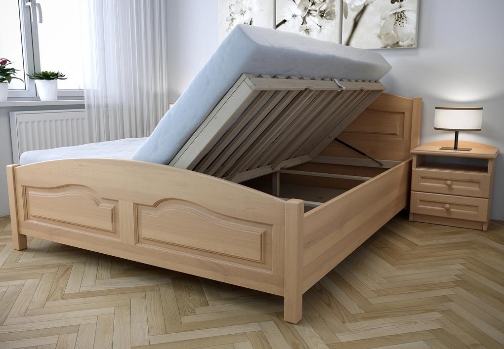 Buková postel Vanesa s úložným prostorem