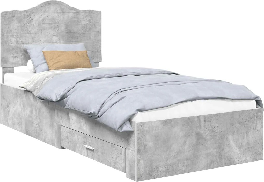 Rám postele s čelo Betonově šedá 70 x 190 cm Kompozitní dřevo 3413669