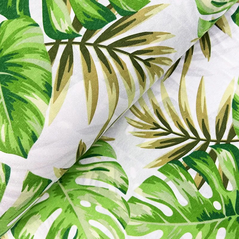 Ervi bavlněné povlečení oboustranné - Monstera zelená/olivové