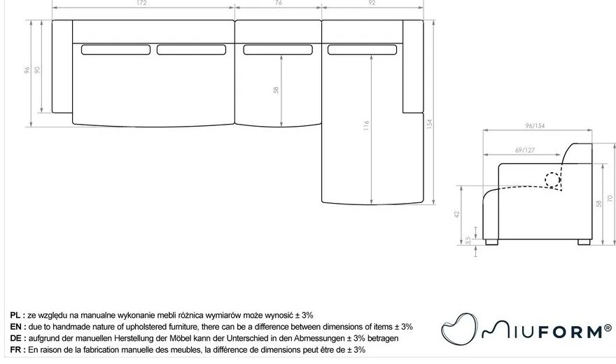 Béžová rohová pohovka (pravý roh) Flex Felix – Miuform