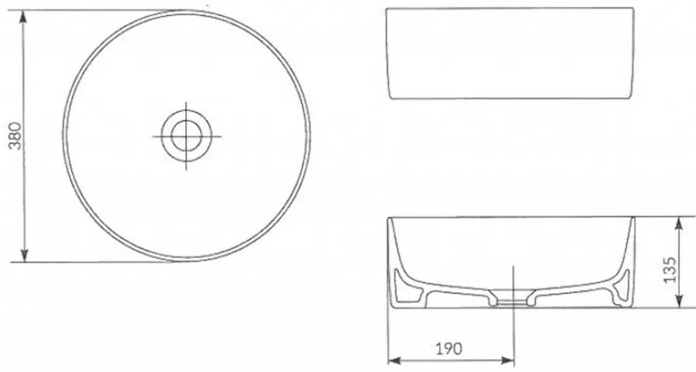 Cersanit Crea umyvadlo na desku 38cm, bílá, K114-020