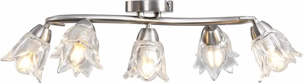 Stropní lampa průhledná skleněná stínidla 5 žárovek E14 tulipán 289233
