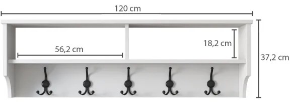 Nástěnný věšák RANI 120x37,2 cm bílá