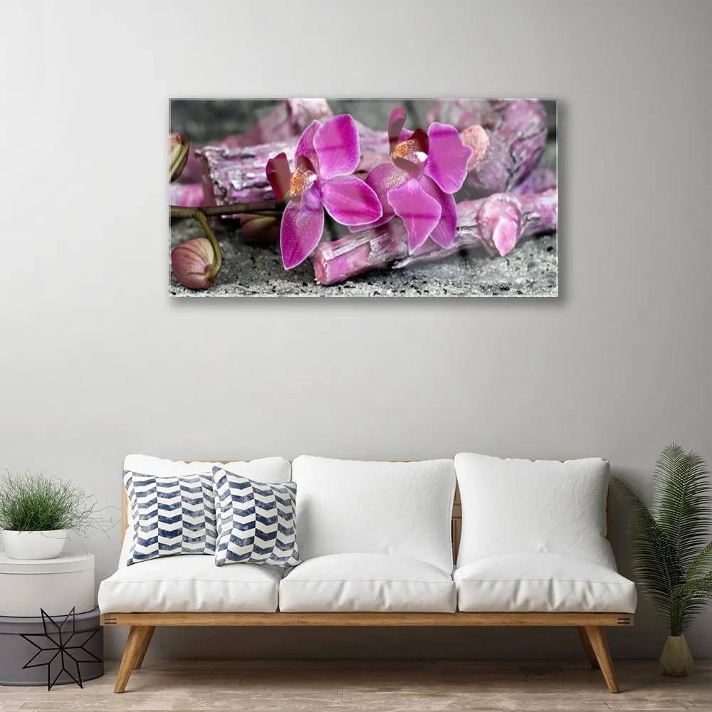 Obraz na skle Dříví Květiny Rostlina Příroda 100x50 cm