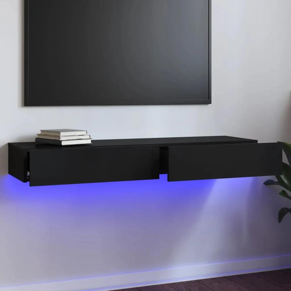 TV skříňka s LED osvětlením černá vysoký lesk 120x35x15,5 cm - Default Title