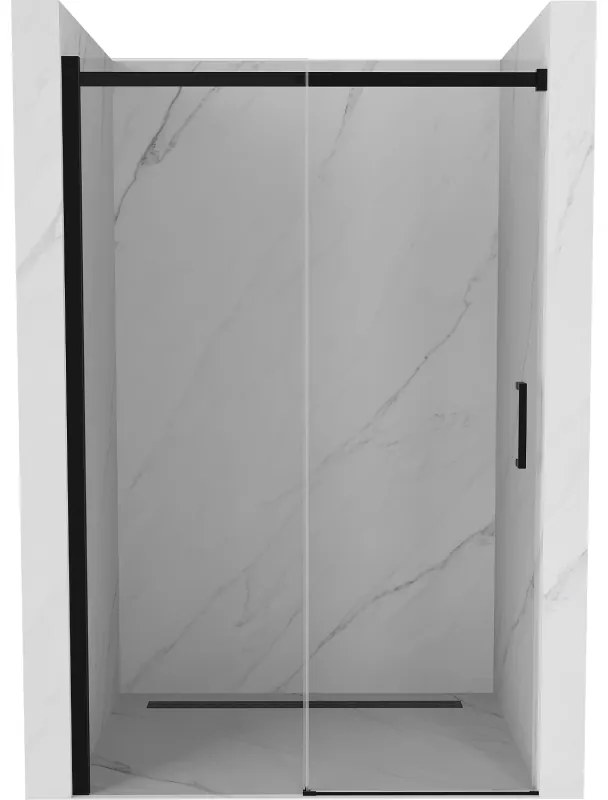 Mexen Omega rozsouvací sprchové dveře 140 cm, Průhledné, Černá -825-140-000-70-00