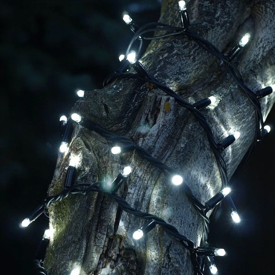 Easy Fix LED světelný řetěz, kontura, 5 m, venkovní, ledově bílá s FLASH, 60 diod, černý kabel, IP67