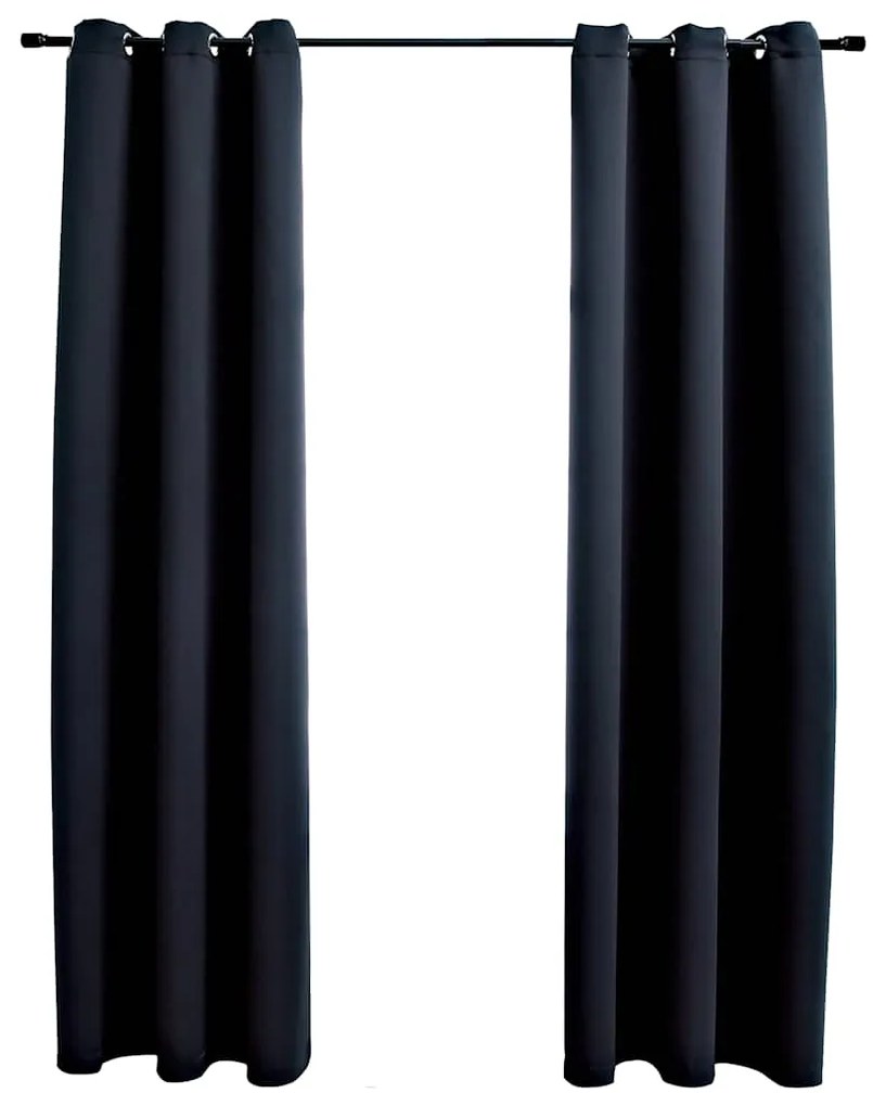 Zatemňovací závěsy s kroužky 2 ks černé 97 x 213 cm látkové 134835