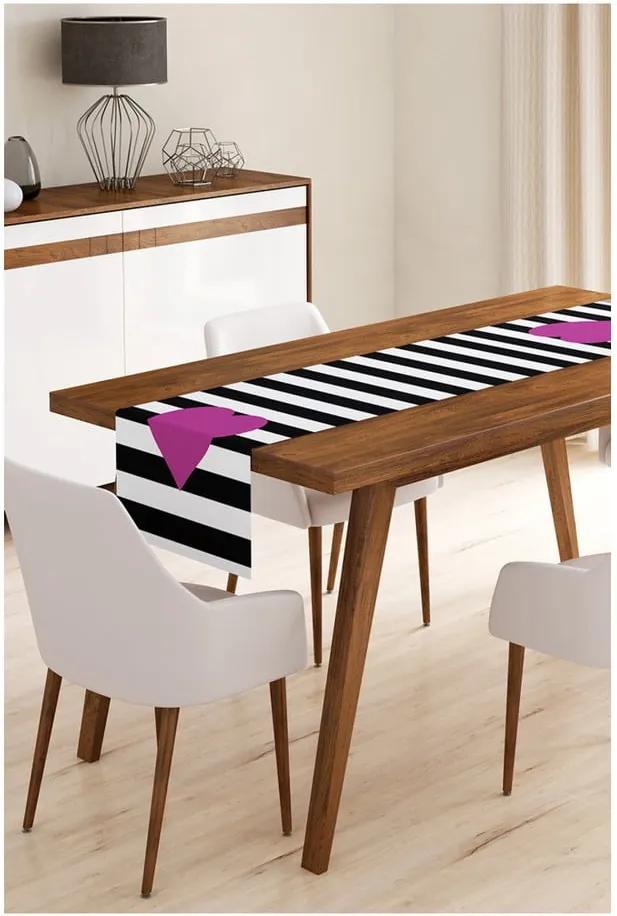 Běhoun na stůl z mikrovlákna Minimalist Cushion Covers Stripes with Purple Heart, 45 x 145 cm