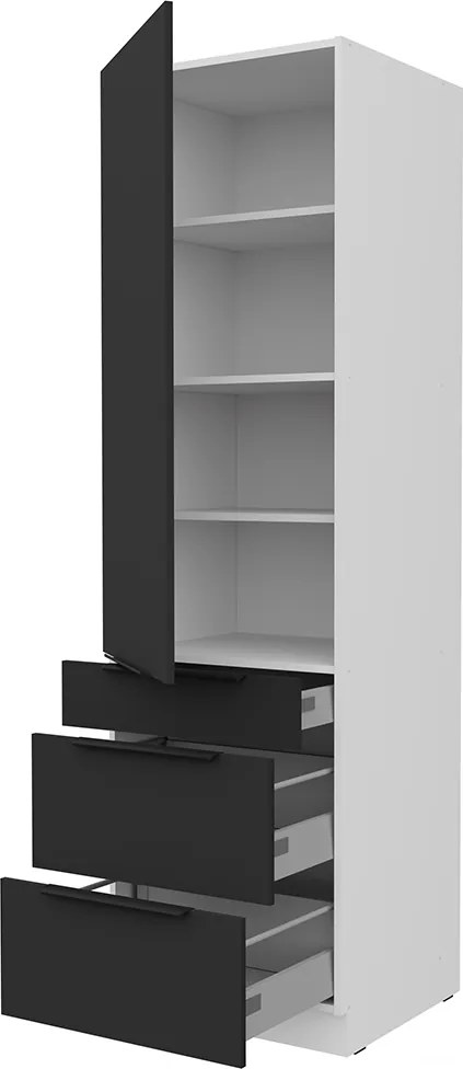 ARIA bc | vysoká skříňka 60 DKS-210 3S1F potravinová | UNI DVÍŘKA | 60 cm | PREMIUM BOX | bílá/černá