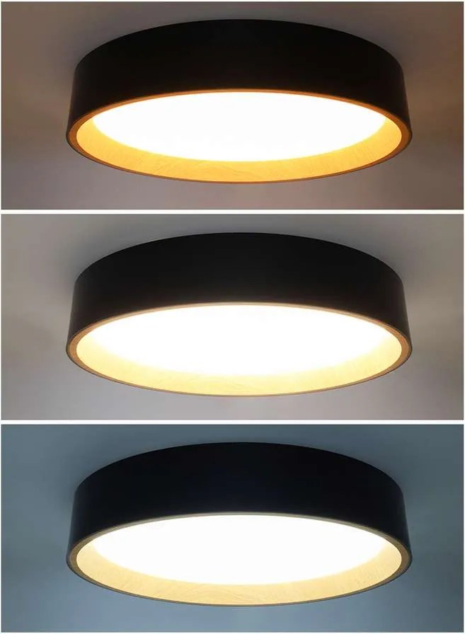 LED stropní světlo s dálkovým ovládáním Larios nastavitelné - průměr 39 cm, černá