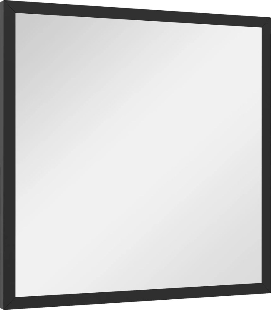 HOMCOM Čtvercové nástěnné zrcadlo 50 x 50 cm, černý dřevěný rám, ideální do koupelny, obývacího pokoje nebo ložnice