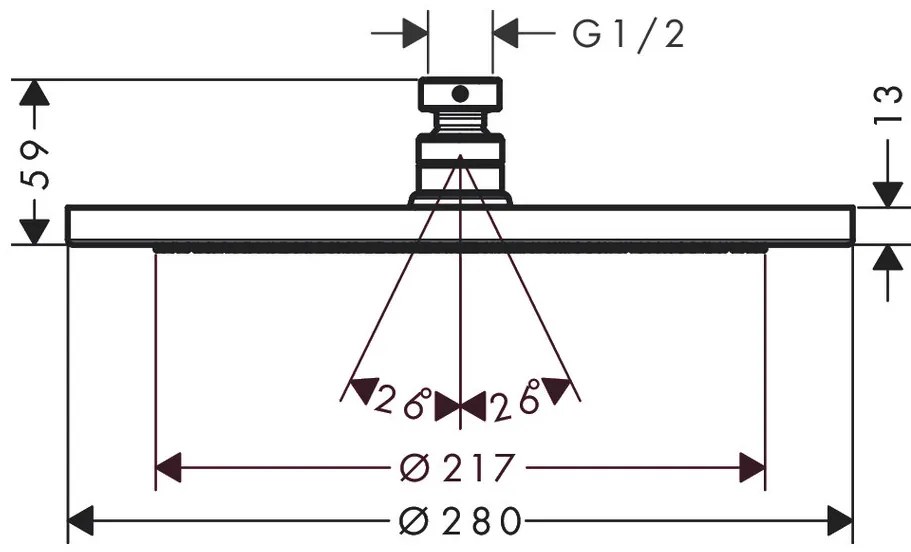 Hansgrohe Croma, hlavová sprcha 280 1jet EcoSmart, leštěný vzhled zlata, HAN-26221990