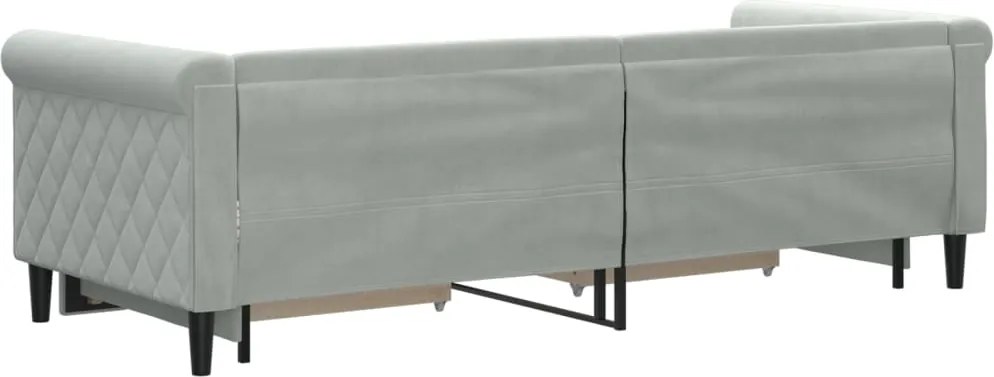 Válenda s přistýlkou a zásuvkami světle šedá 80 x 200 cm samet 3197812