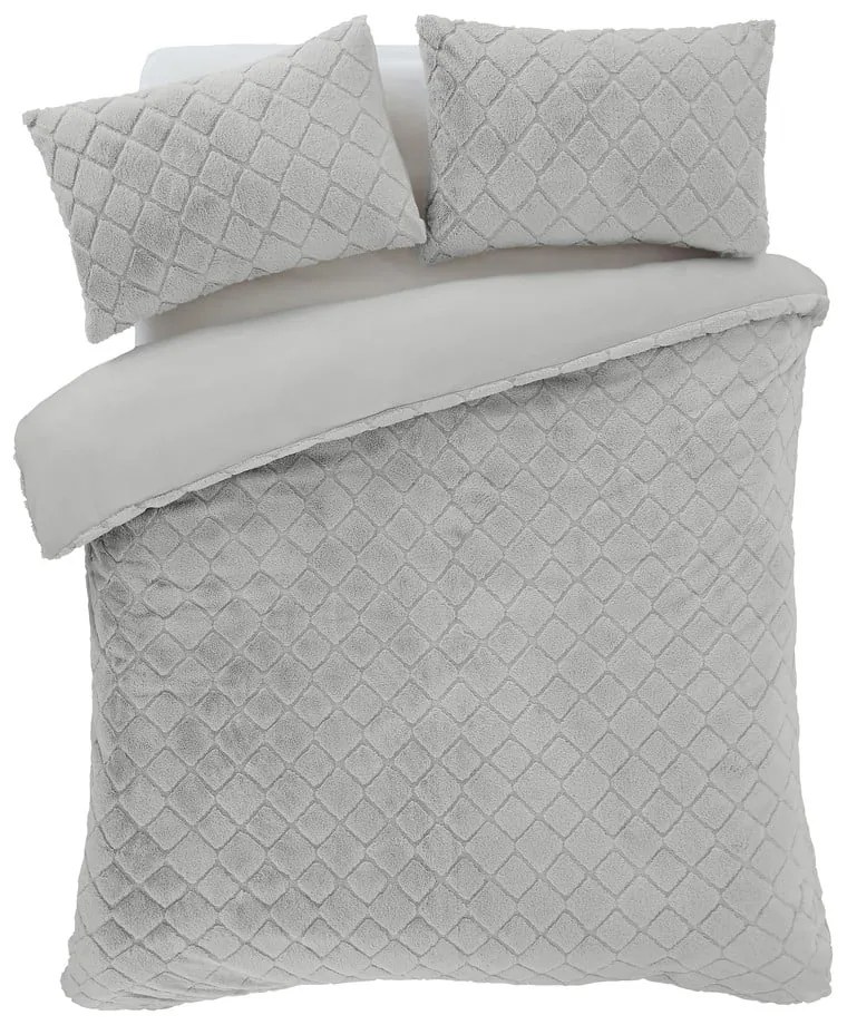 Šedé povlečení na dvoulůžko z mikroplyše 200x200 cm Cosy Diamond – Catherine Lansfield
