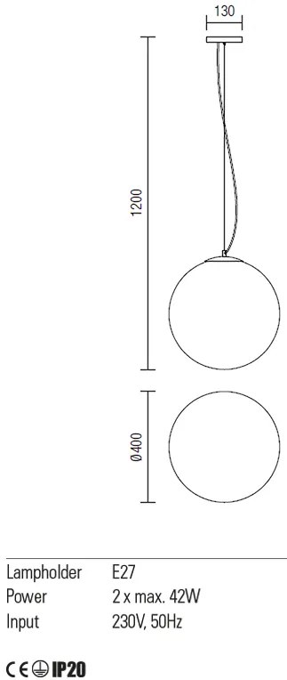 Redo Závěsné svítidlo Ola, ø40cm