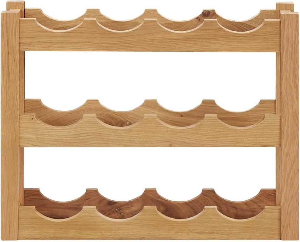 Stojan na víno na 12 lahví 47 x 21 x 36 cm masivní dubové dřevo 289202