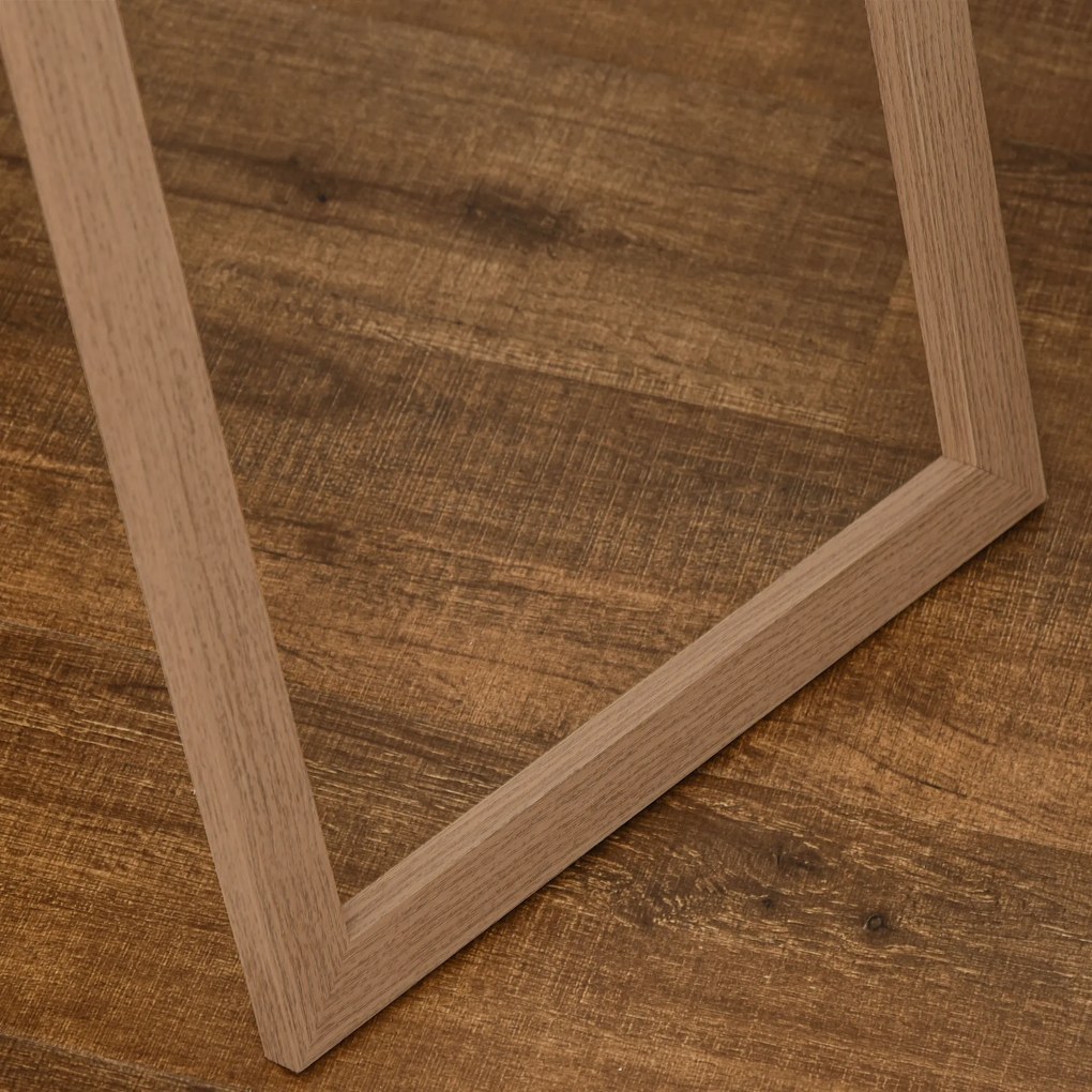 HOMCOM Stojací zrcadlo s dřevěnou strukturou Zrcadlo v plné délce Toaletní zrcadlo Make-up zrcadlo Stříbrná světle hnědá 40 x 35 x 147 cm do ložnice …