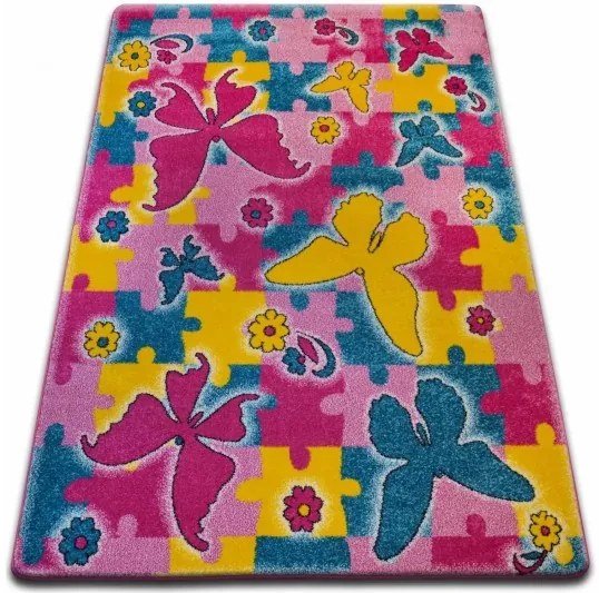 3kraft Kusový koberec KIDS butterfly růžový C429
