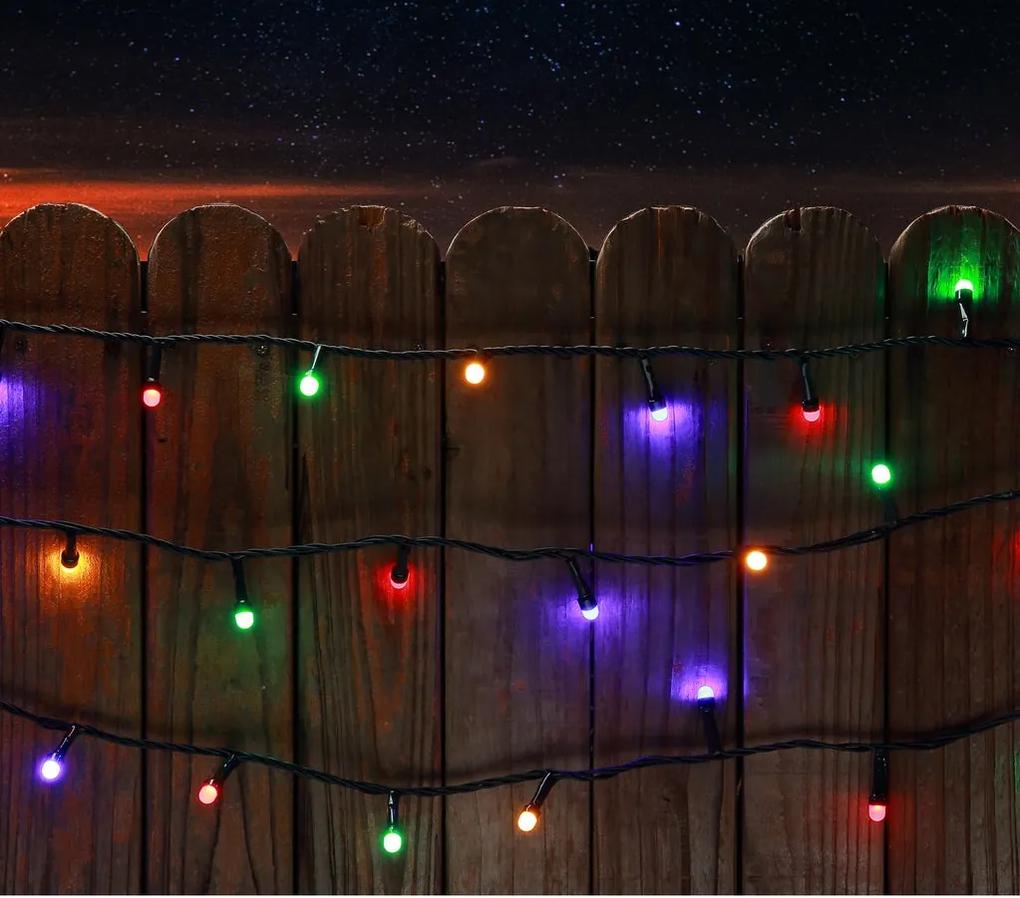 Vnitřní vánoční řetěz s 7mm mini kuličkami, různobarevná, 10m, 100 LED,