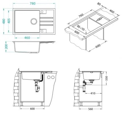 ALVEUS 1149117 - Kuchyňský dřez INTERMEZZO 78x48 cm granit/černá