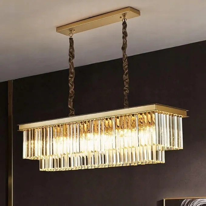 Křišťál závěsná lampa Glamour Lustr Zlato 60 cm