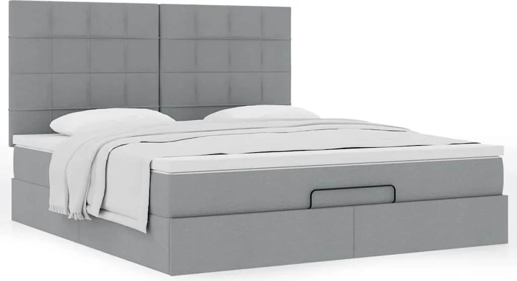 Osmanský rám postele s matrací světle šedá 160x200cm textil 3313168