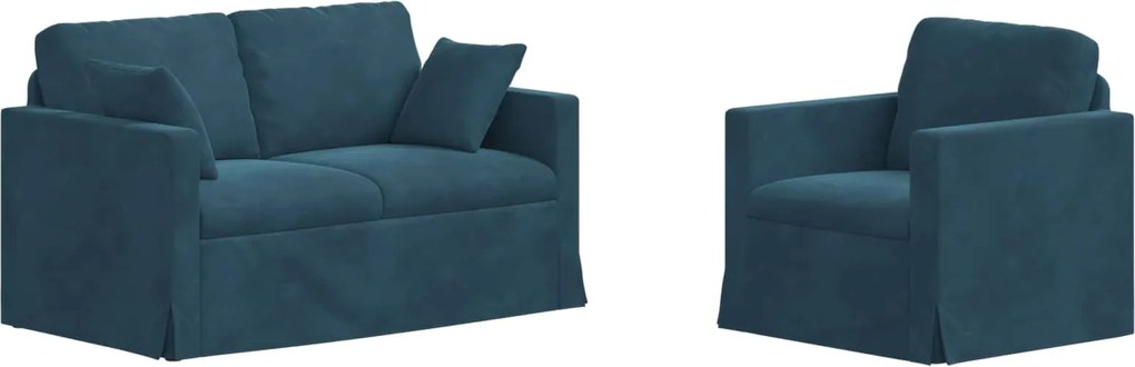 Set pohovek 2 ks Modrá samet 3407515