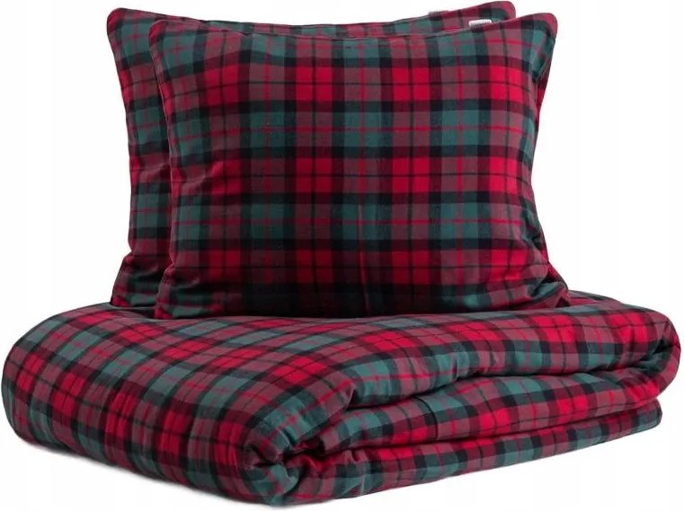 Povlečení Tartan flanelové červené s kostkovaným vzorem 160x200 2*50x60 cm Homla