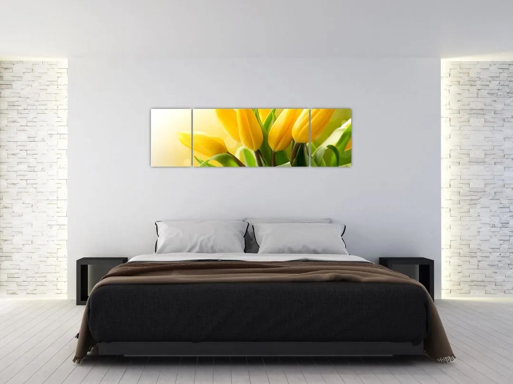 Obraz - Žluté tulipány (170x50 cm)