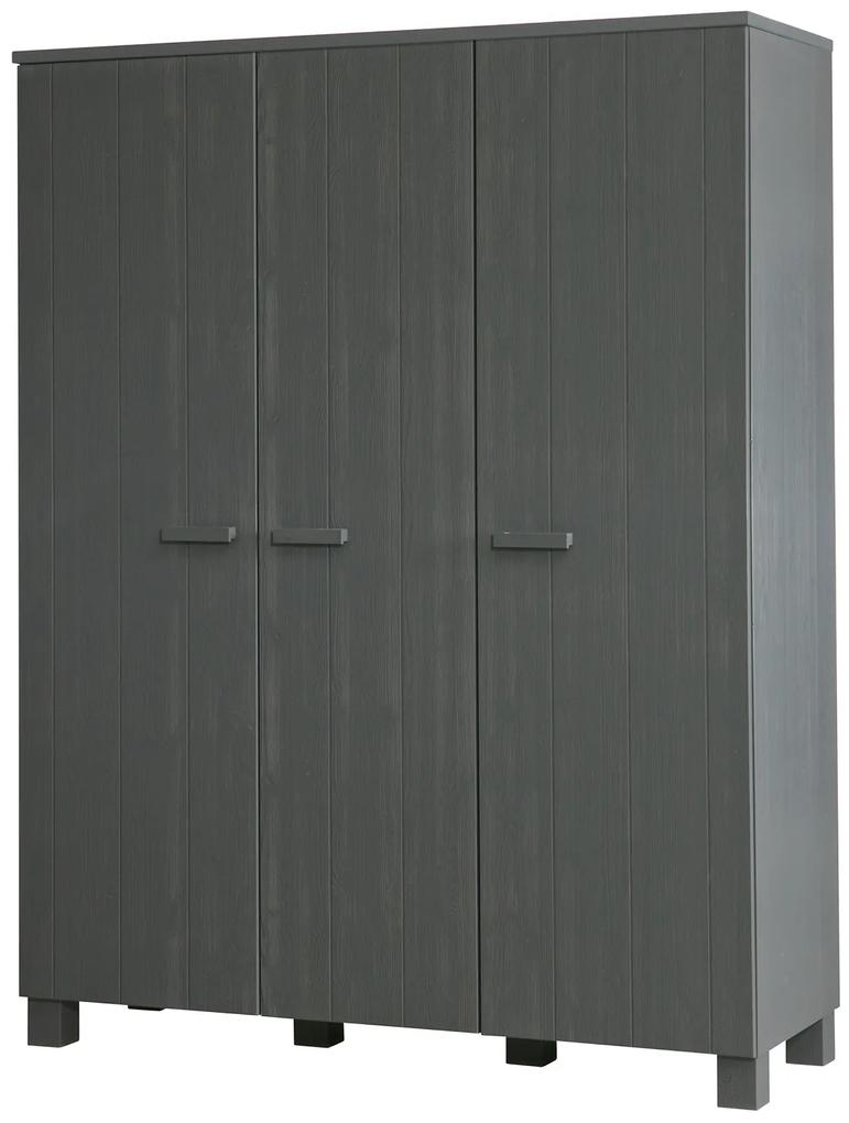 Hoorns Tmavě šedá dřevěná skříň Koben 158 cm
