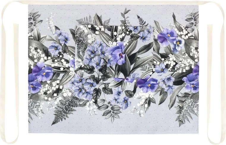 Bellatex Kuchyňská zástěra GITA - do pasu Fialová,Šedá,Bílá 68x50 cm