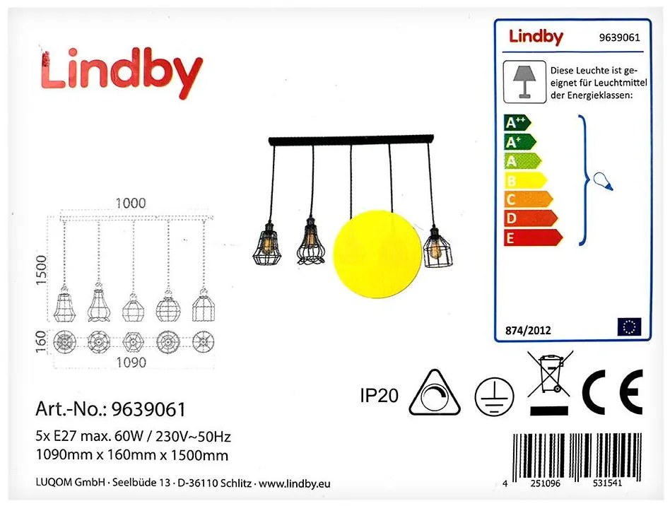 Lindby Lindby - Lustr na lanku ALBERTA 5xE27/60W/230V LW0120