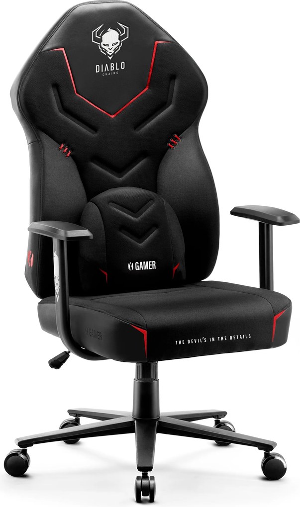 Herní křeslo z eko kůže Normal Size, černý-šedý: Diablo X-Gamer 2.0 Dark Obsidian