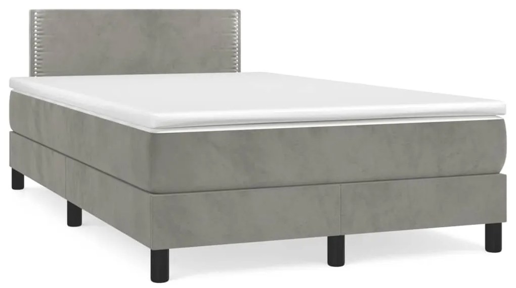 Box spring postel s matrací světle šedá 120x190 cm samet 3269831
