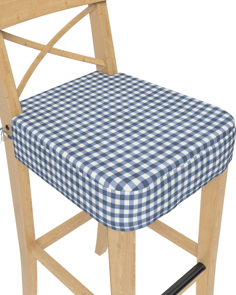 Sedák na židli IKEA Ingolf - barová barva tmavě modrá látka vzorované