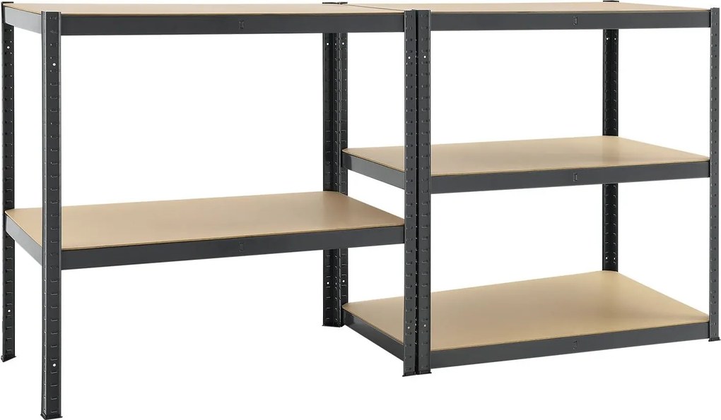 Juskys Kovový regál Basic 200 × 100 × 60 cm Barva: stříbrná