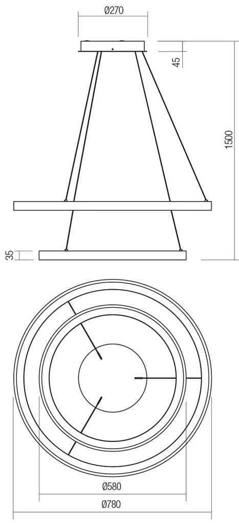 Redo group Redo Iconic, černé závěsné svítidlo LED 110W 3000/4000K, tříkrokové stmívání, průměr 78/58cm