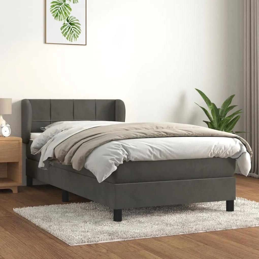 Box spring postel s matrací tmavě šedá 90x190 cm samet,  3127464