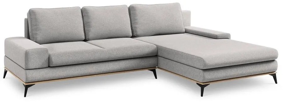 Světle šedá rozkládací/s úložným prostorem rohová pohovka (pravý roh/s lenoškou) Planet - II. jakost – Windsor & Co Sofas
