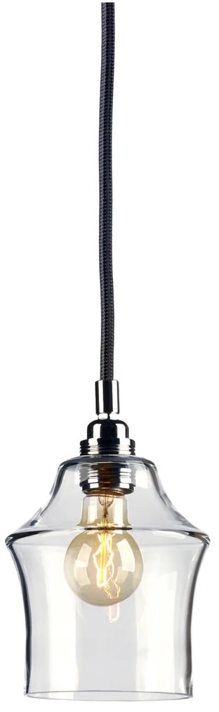 Kaspa 10134109 LONGIS - Závěsné svítidlo s čirým sklem, černý textilní kabel