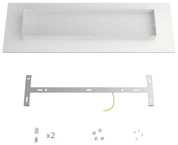 creative cables Obdélníkový XXL stropní baldachýn ROSE ONE, 675 x 225 mm, 2 otvory Barva komponentu: Hladký mosazný dibond, Barva montury: Bílá