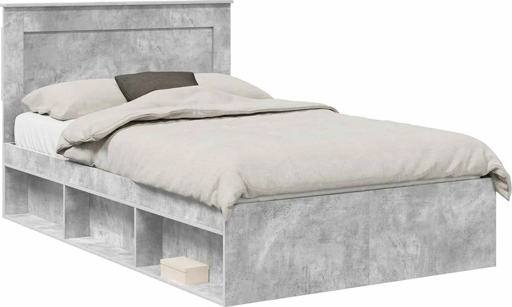 Rám postele s čelo Beton 120 x 200 cm Masivní borové dřevo 3410115