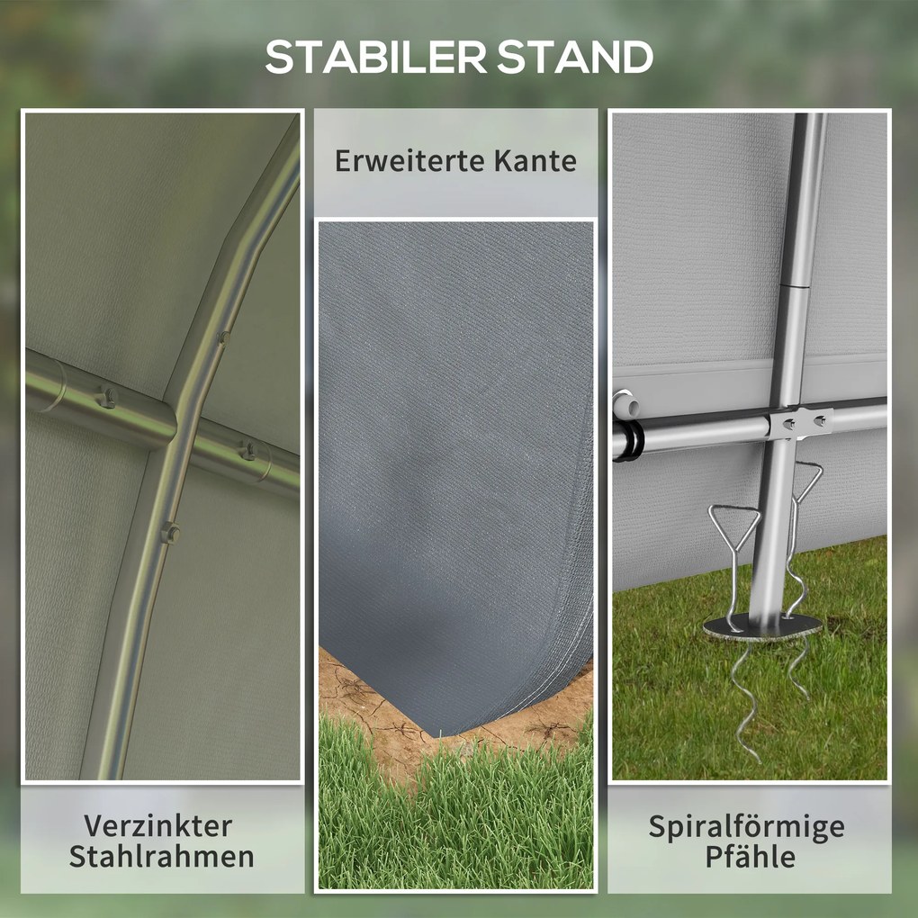 Fóliový přístřešek Outsunny 3x3m s UV ochranou, vodoodpudivý, ocelový, PE, šedý, se dvěma roletami| Aosom