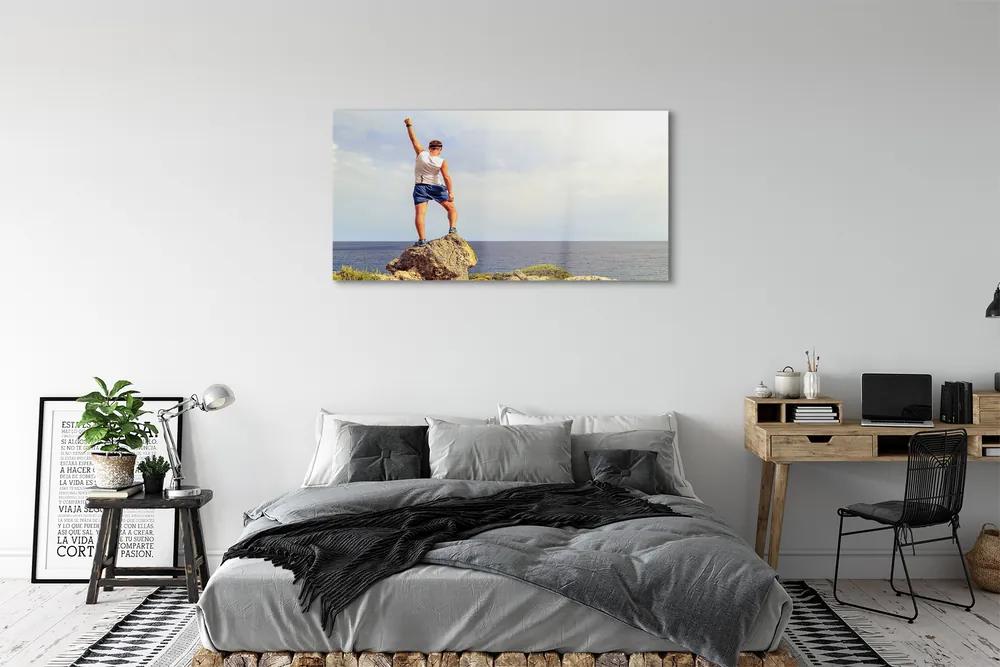 akrylový obraz Muž mořská oblohy 125x50 cm