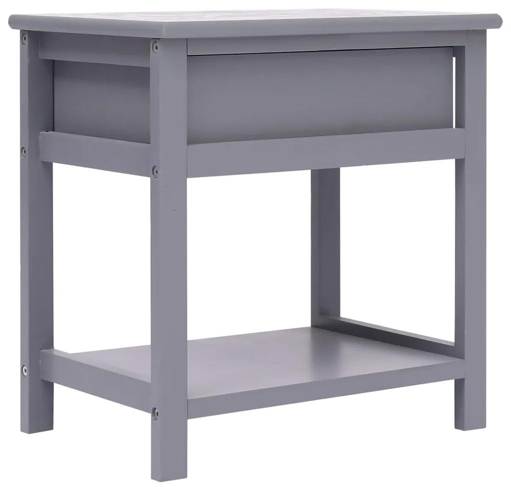 Noční stolek šedý 40 x 29 x 42 cm dřevo pavlovnie