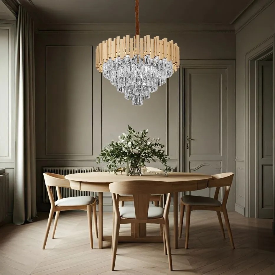 Toolight Závěsné LED osvětlení Crystal Modern D6 G053-CP 80CM zlaté