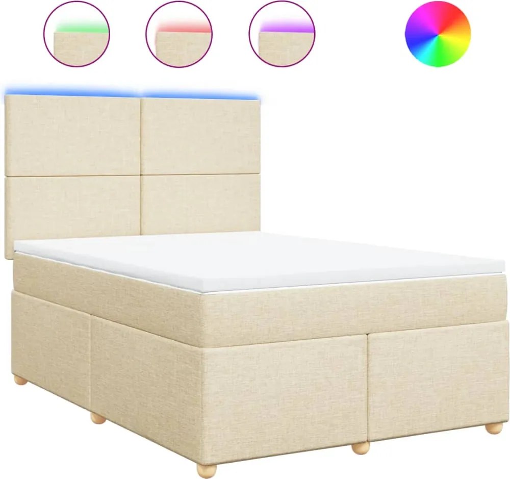 Box spring postel s matrací krémová 140x200 cm textil 3293601
