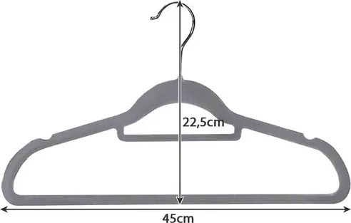 Sametová ramínka na oděvy – dvojitá - sada 20 ks